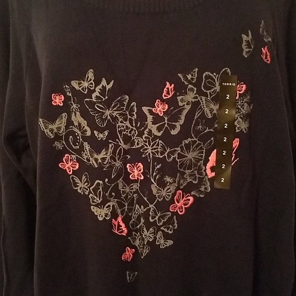 torrid | Sweaters | Torrid Butterfly Heart Knit Sweater Plus Size 2x ...